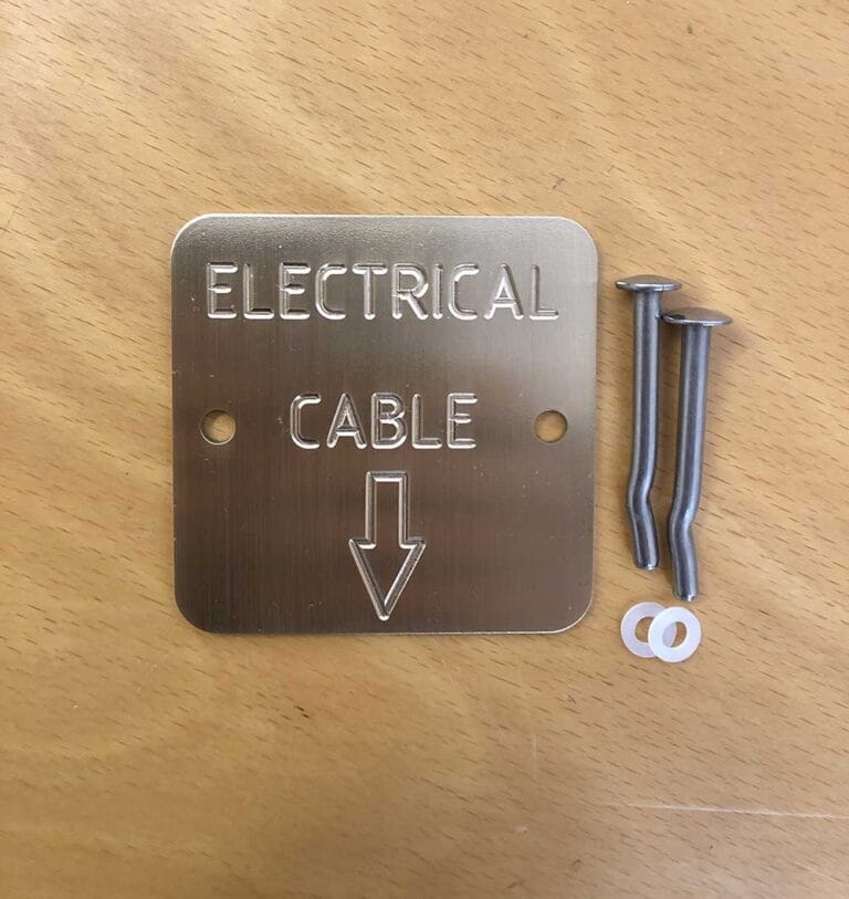 Engraved Brass Marker Labels - Brass Electrical Cable Down Arrow - HTD ...