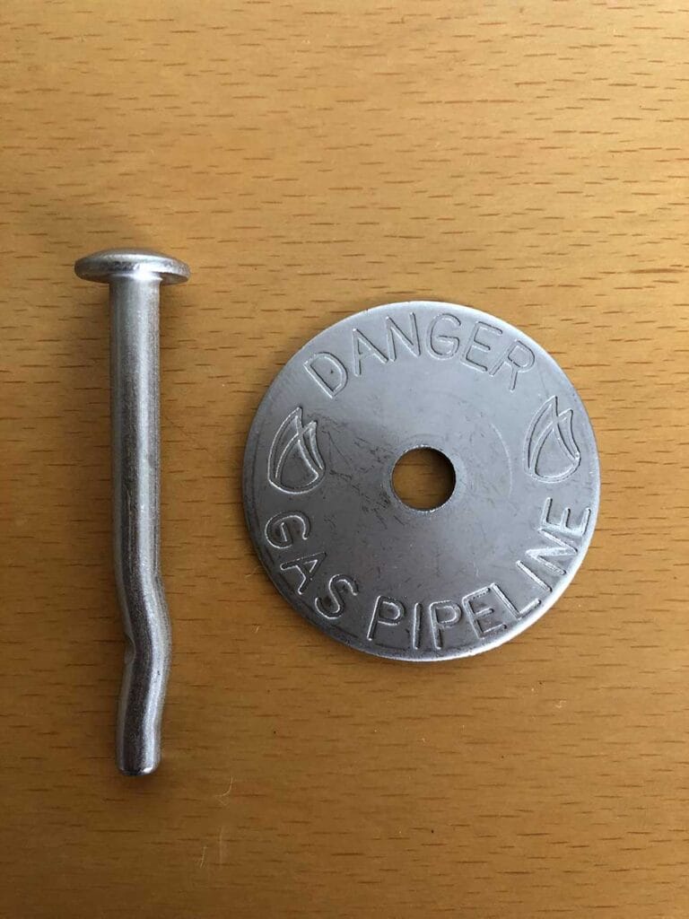 Gas Pipeline markers, Stainless Steel tags with anchor. Australian made