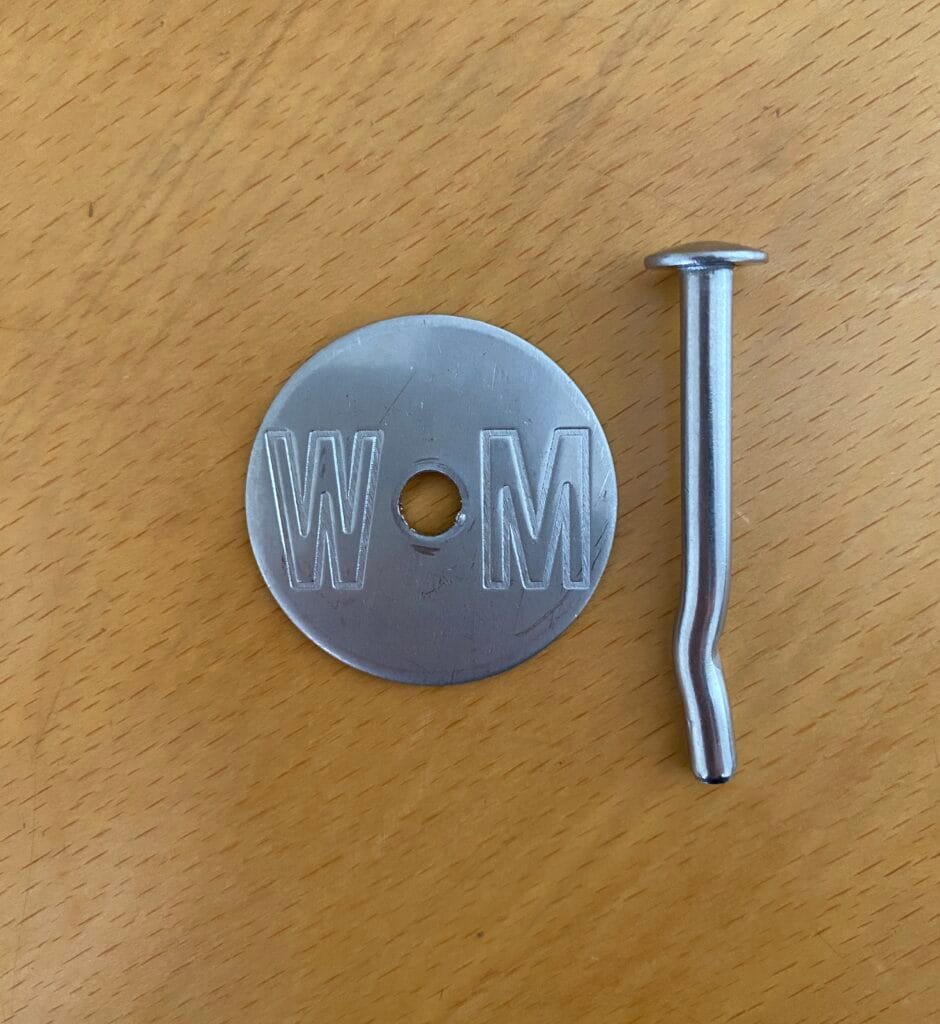 Underground pipeline markers, Water Main - 'WM' Stainless steel tag label