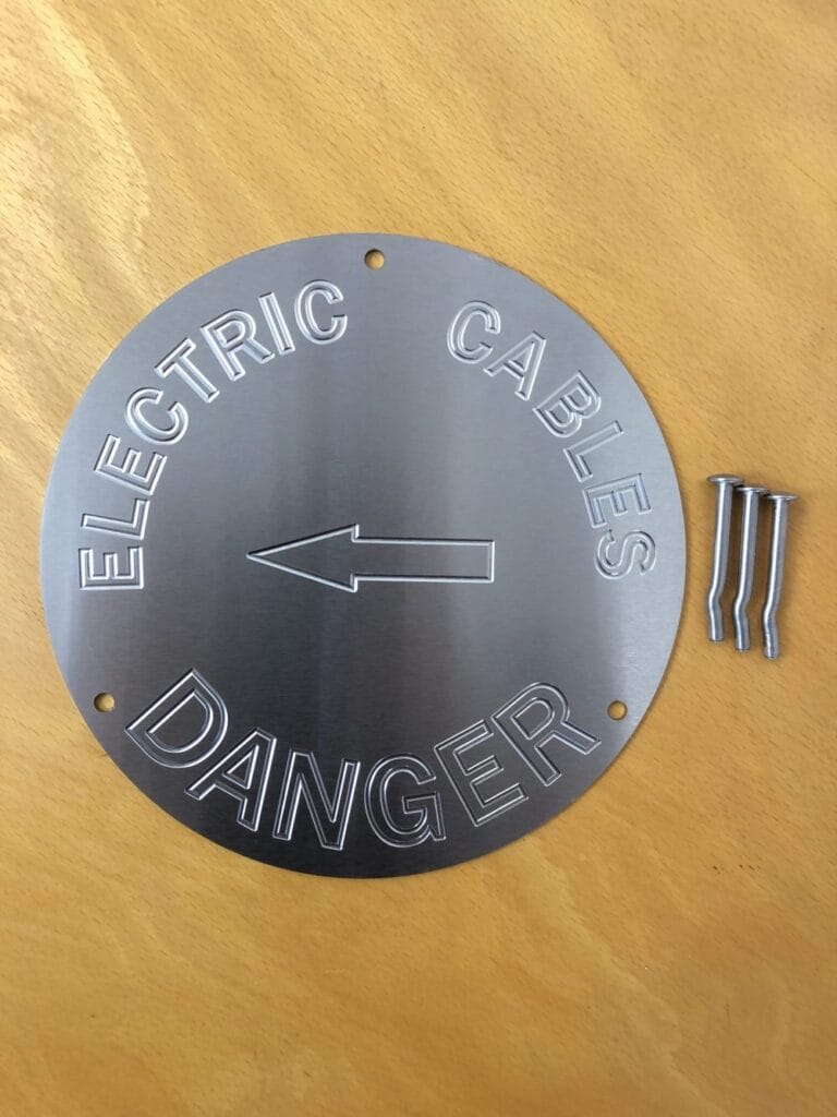 Stainless Steel Round Electrical Route Marker Plate - Electric Cables ...