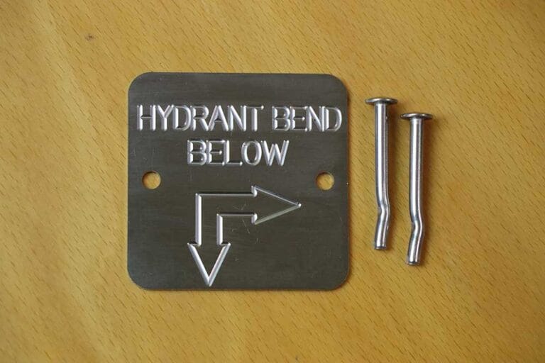 Hydrant Bend Engraved Marker Plate - Hydrant Bend Below with 90 deg ...